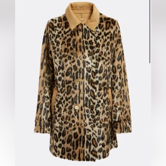 Guess | Jackets & Coats | New Guess Animalier Faux Fur Long Leopard ...